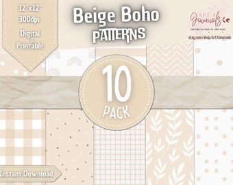 10 Seamless Boho Digital Papers | Cute Pink Boho Patterns | Scrapbook ...