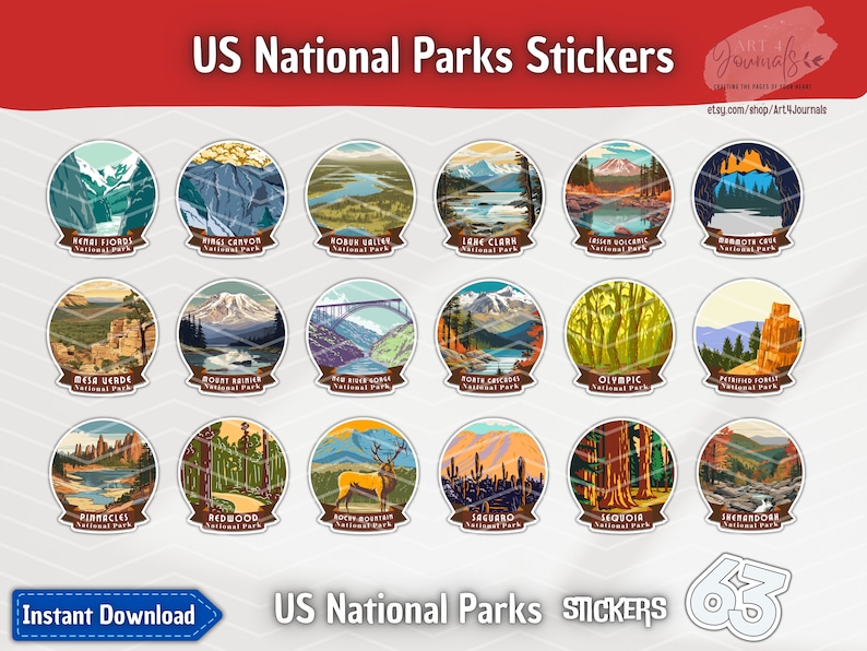 63 USA National Parks Stickers | Travel, Adventure, Hiking | for ...