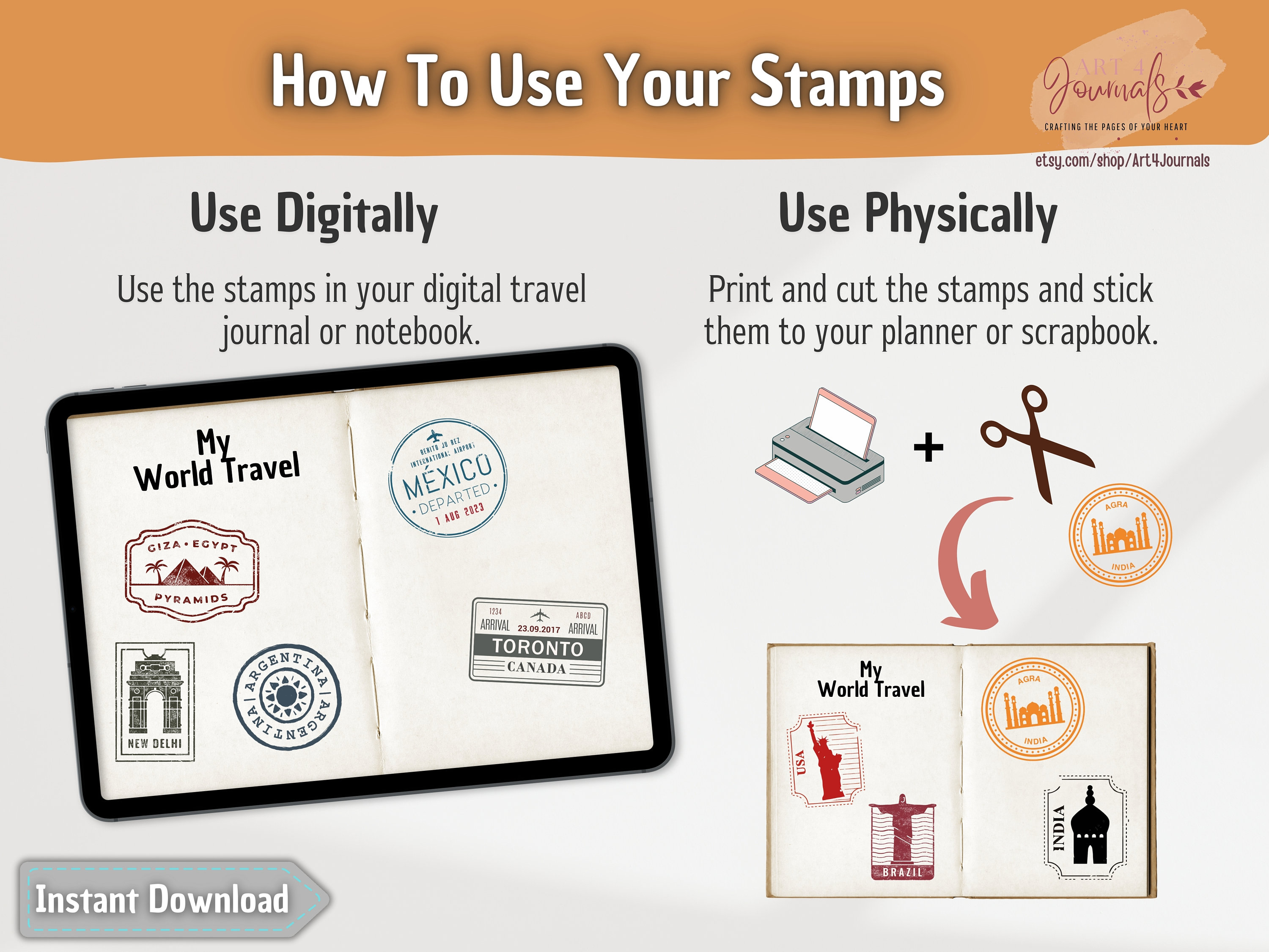 80 WORLD TRAVEL Stamps for Goodnotes, Notability, Xodo, Etc | Cute ...