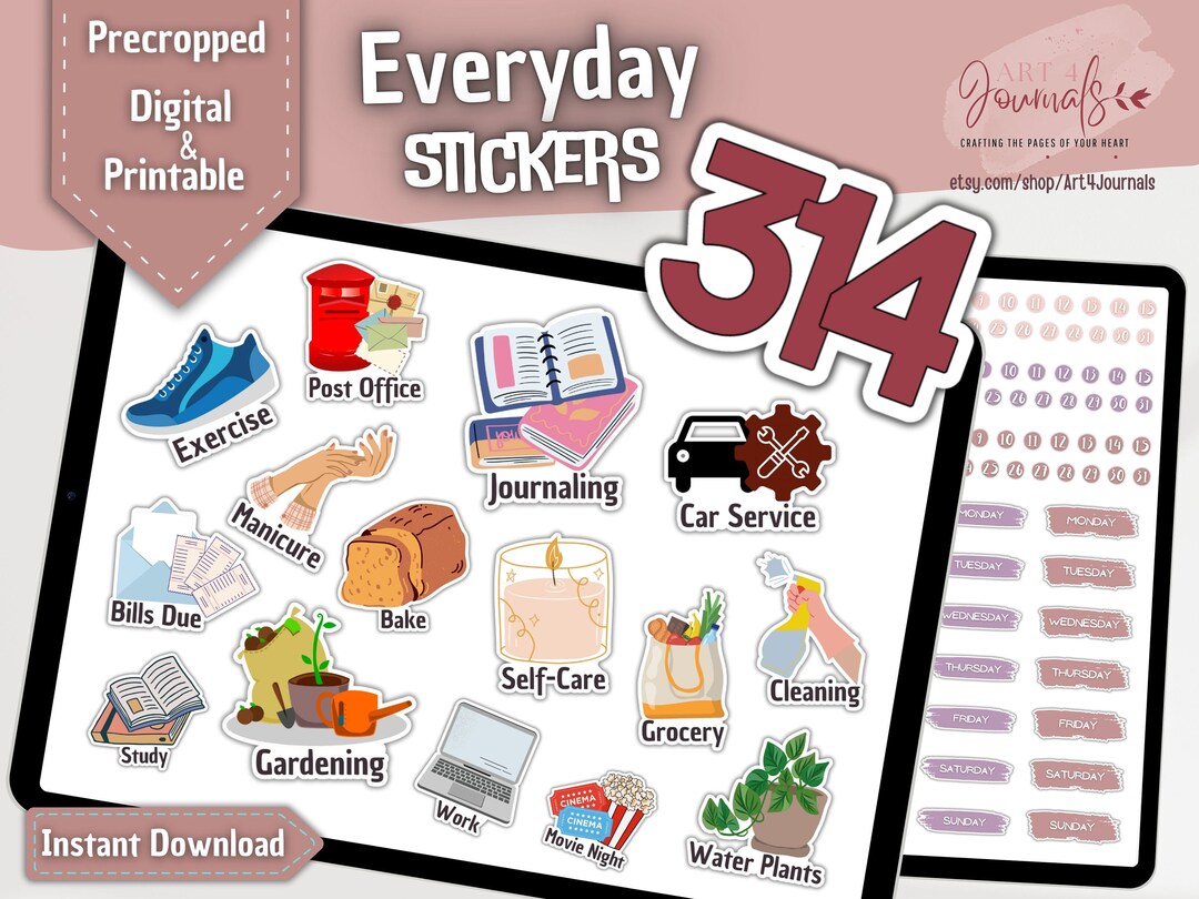 314 EVERYDAY LIFE Stickers for Goodnotes, Notability, Xodo, Etc | Daily ...