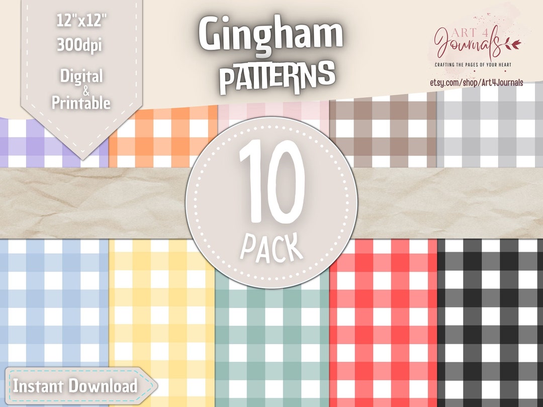 10 Gingham Seamless Digital Papers | Gingham Patterns| Instant Download ...