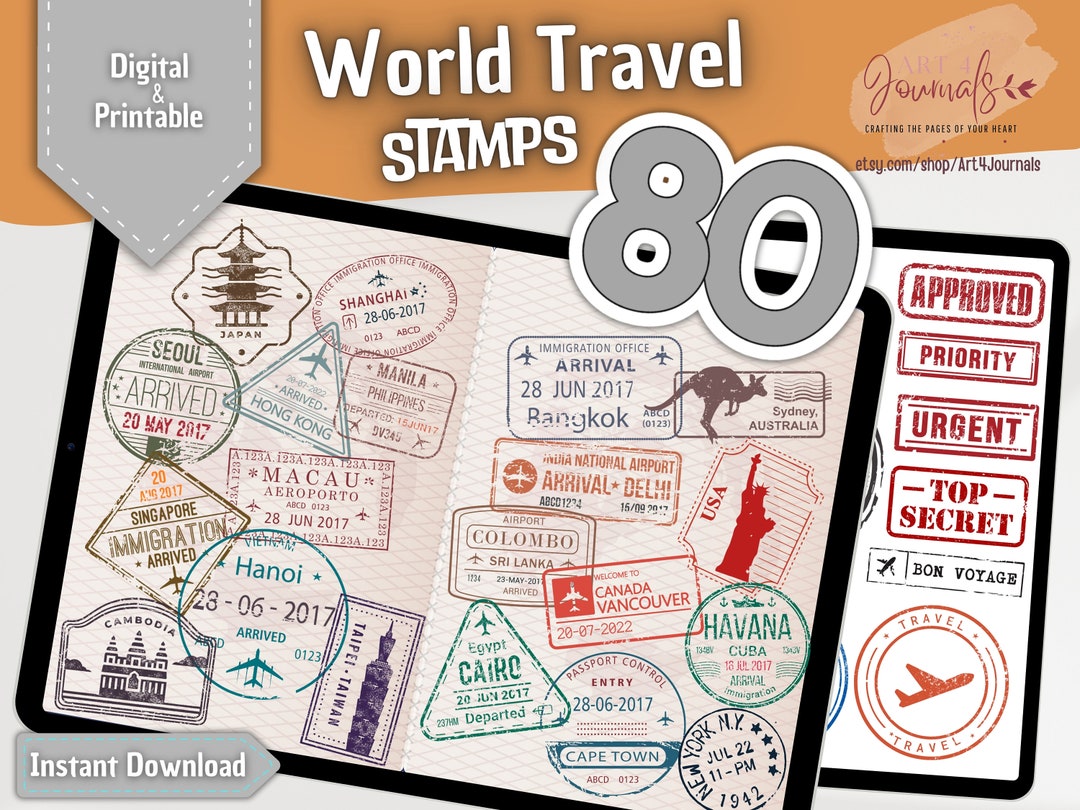 80 WORLD TRAVEL Stamps for Goodnotes, Notability, Xodo, Etc | Cute ...