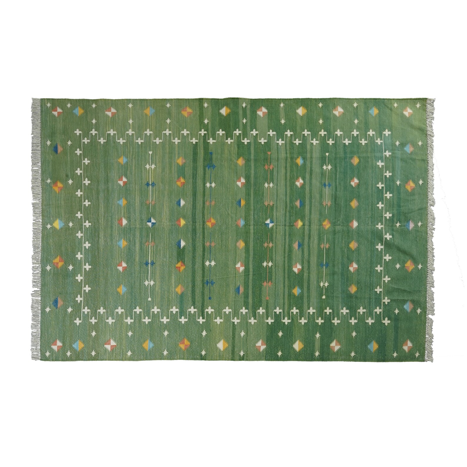 Green Shooting Star Modern Handmade Cotton Area Rug Indian Dhurrie Rug ...