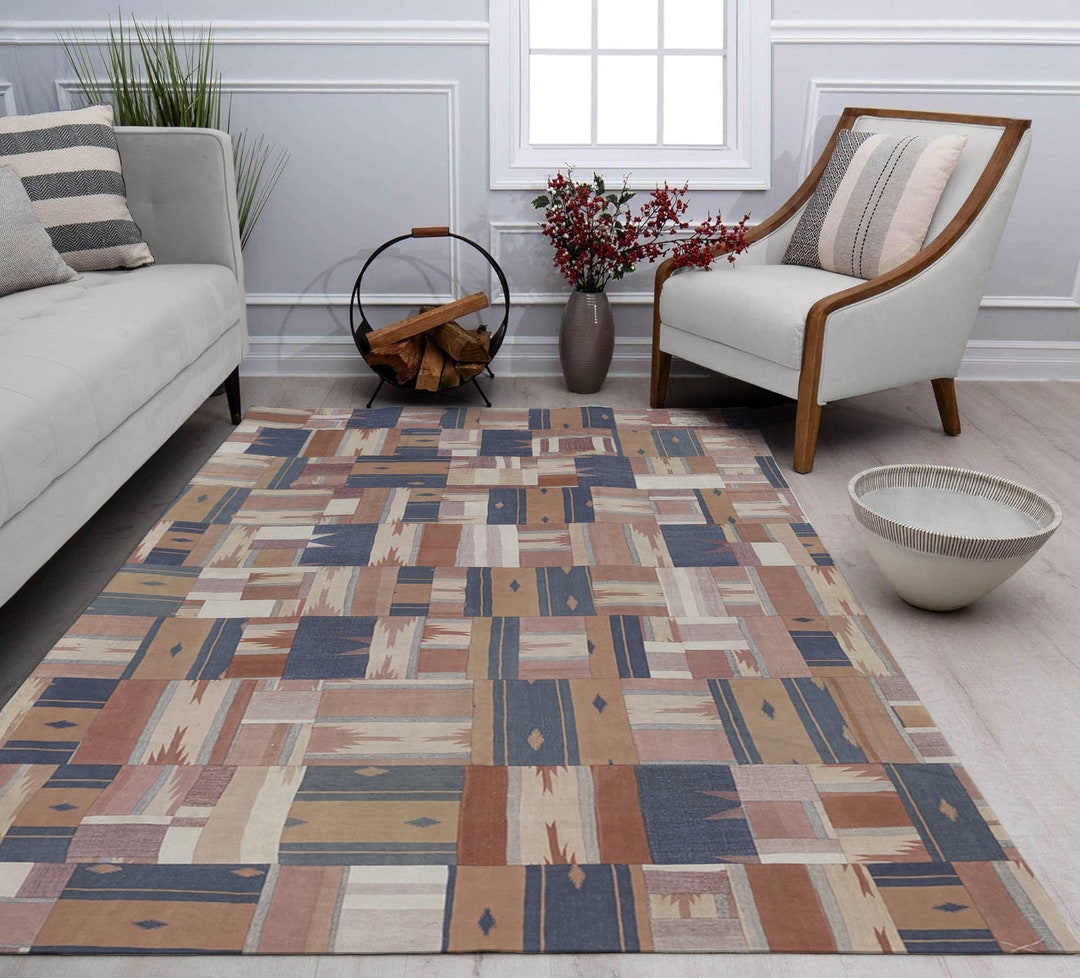 6 X 9 Feet Handwoven Patchwork Area Rug Old Vintage Cotton Dhurrie ...