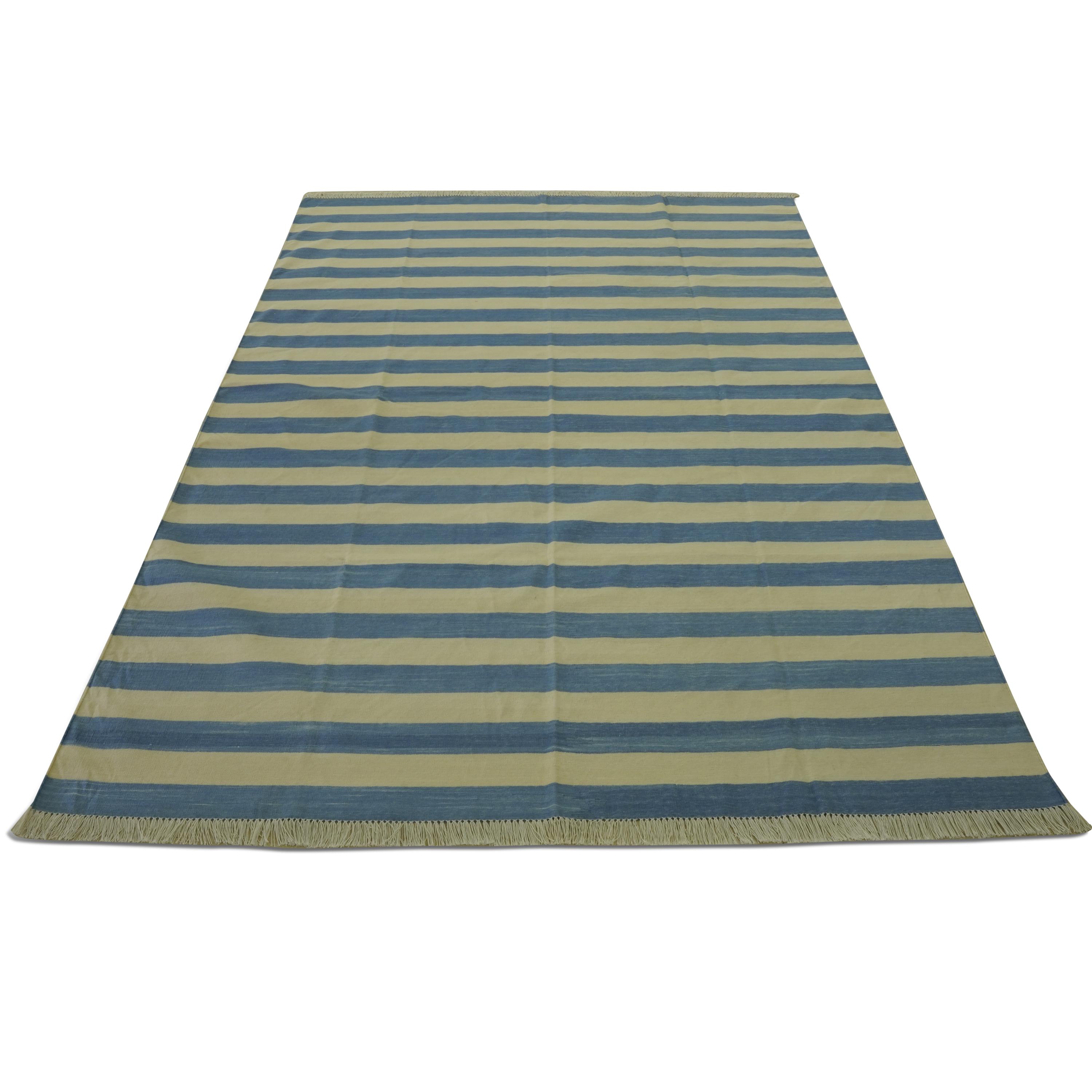 Modern Handmade Striped Pattern Cotton Area Rug Natural Dyed Indian ...