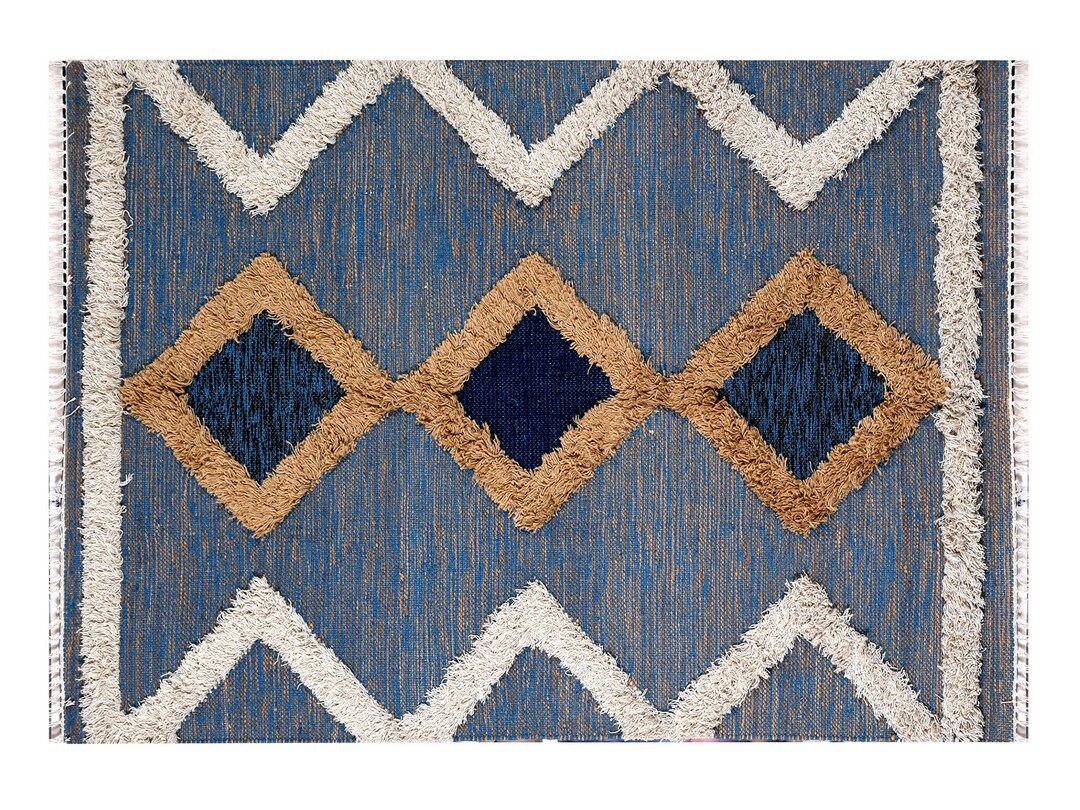 4.4x 5.10 Ft Handmade Cut Pile Wool Area Rug Flat Weave Natural Dyed ...