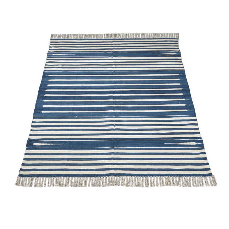 Modern Handmade 4x6 Feet Cotton Area Rug Flat Weave Dhurry Natural Dyed ...