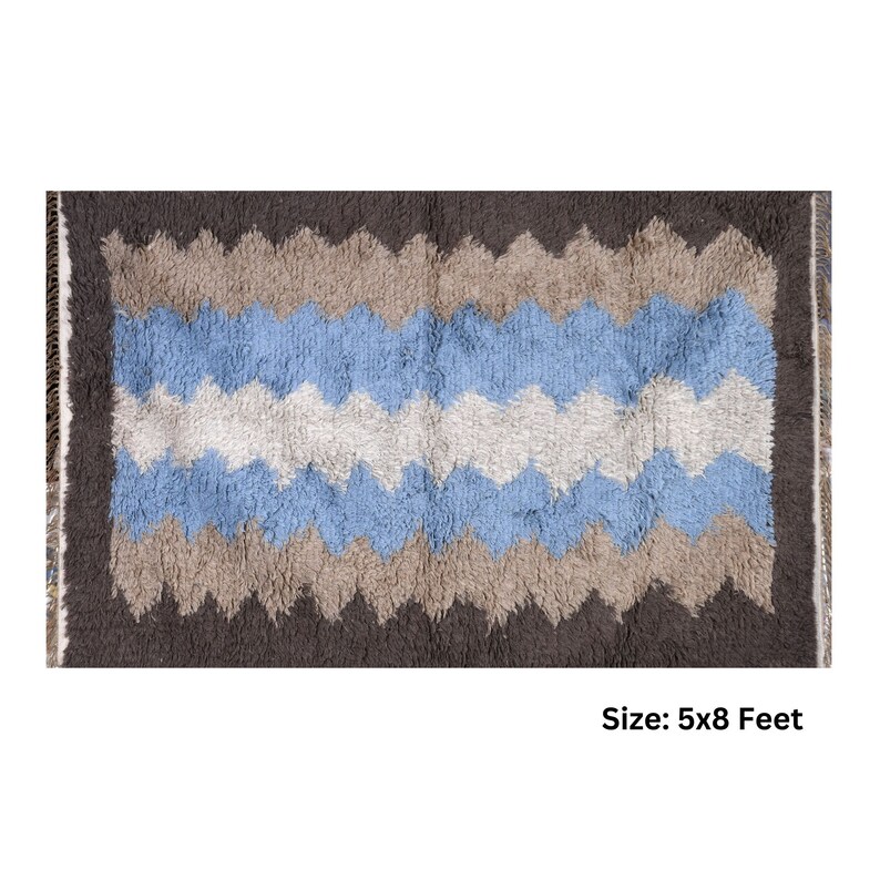 5 X 8 Ft Handmade Cut Pile Wool Area Rug Flat Weave Natural Dyed Rug ...