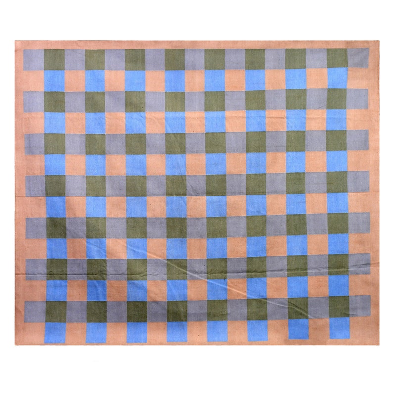 Modern Handmade Check Box Pattern Cotton Area Rug Flat Weave - Etsy