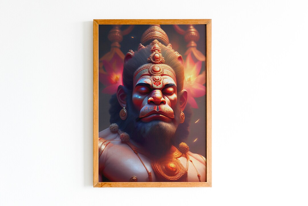 Hanuman Wall Art Hindu Gifts Spiritual Art Home Decor God Painting ...