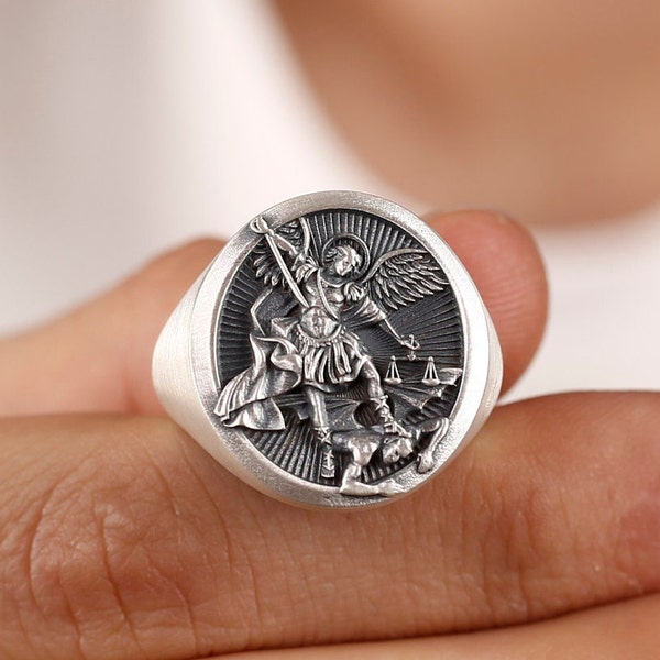 St. Michael Ring for Men - Etsy