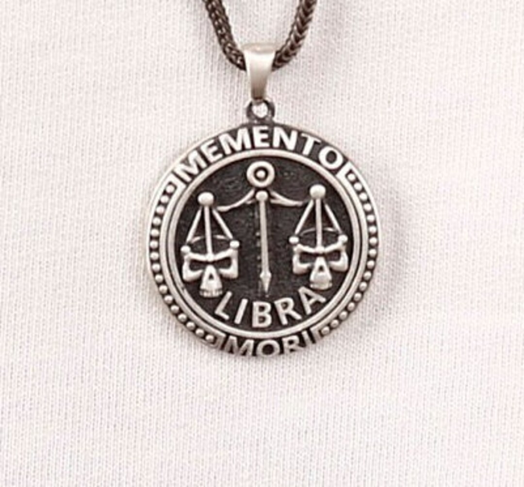Libra Memento Mori Necklace for Men in Sterling Sivler, Goth Zodiac ...