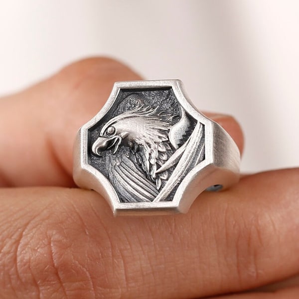 Silver Eagle Head Ring - Etsy