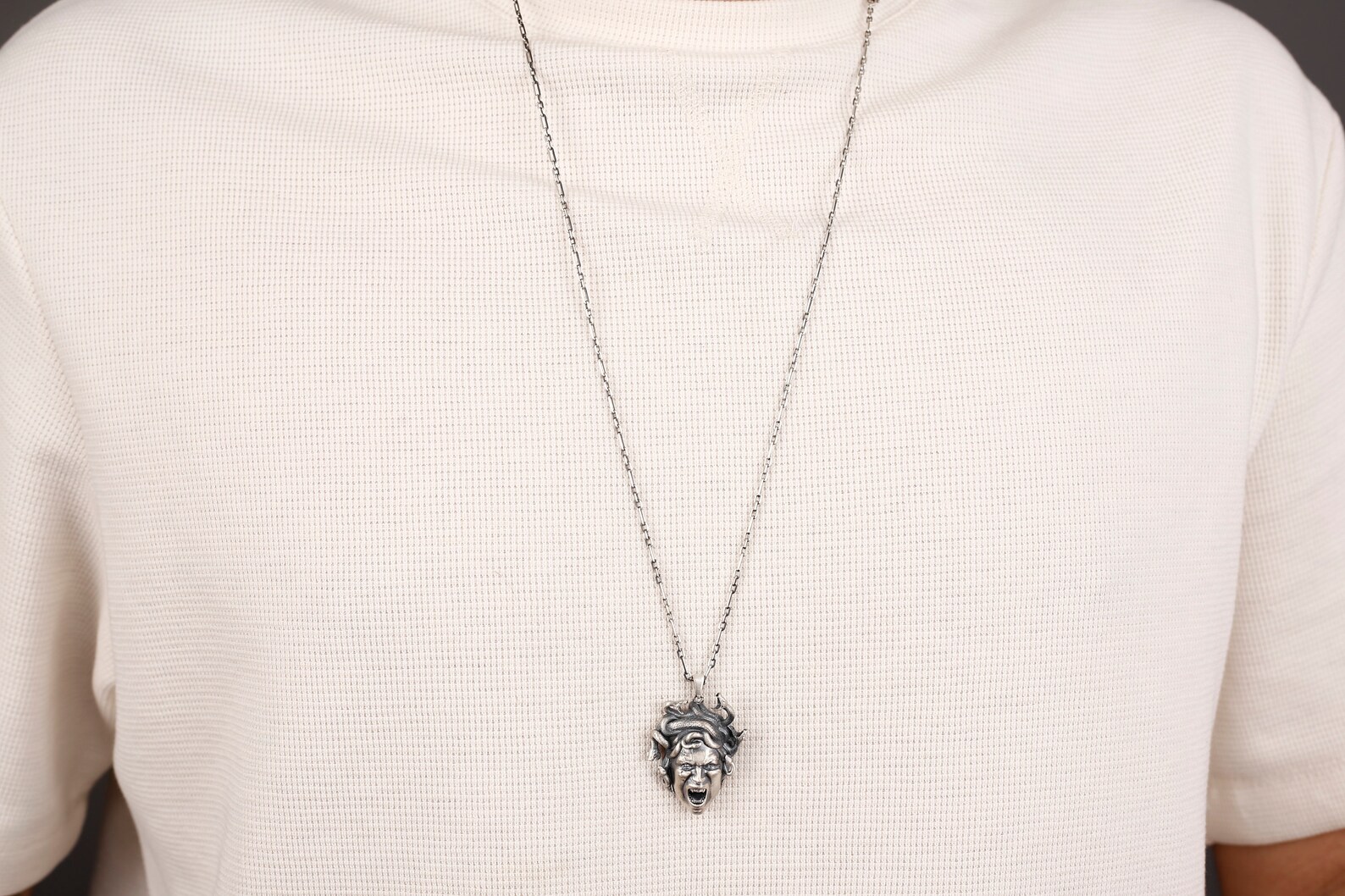 Handmade Sterling Silver Angry Medusa Pendant Necklace, Greek Mythology ...