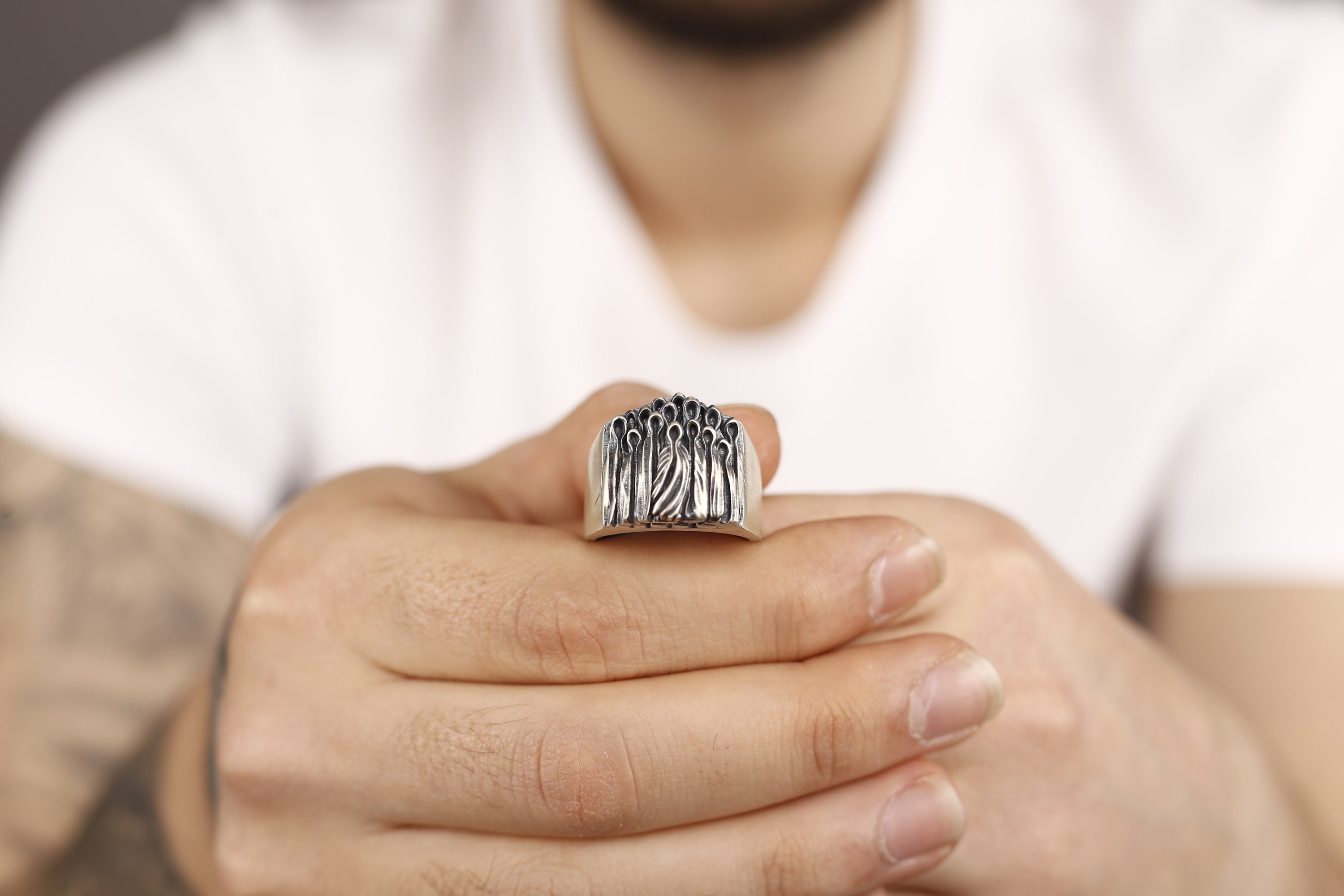 Ghosts Band Ring Christian Crucifix Silver Ring Handmade - Etsy Australia