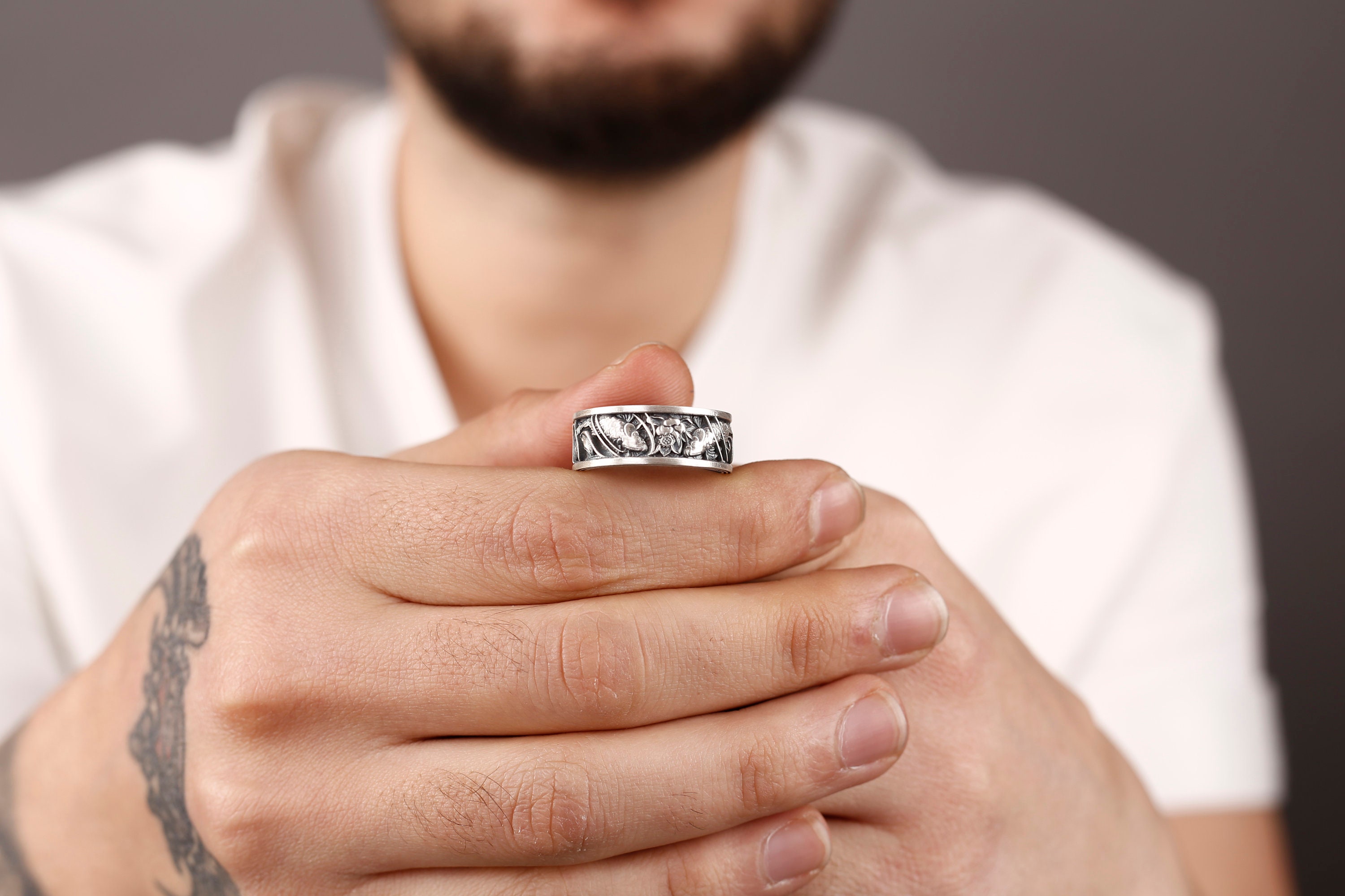 Koi Fish Ring Pisces Engagement Men's Ring Japanese Fish - Etsy