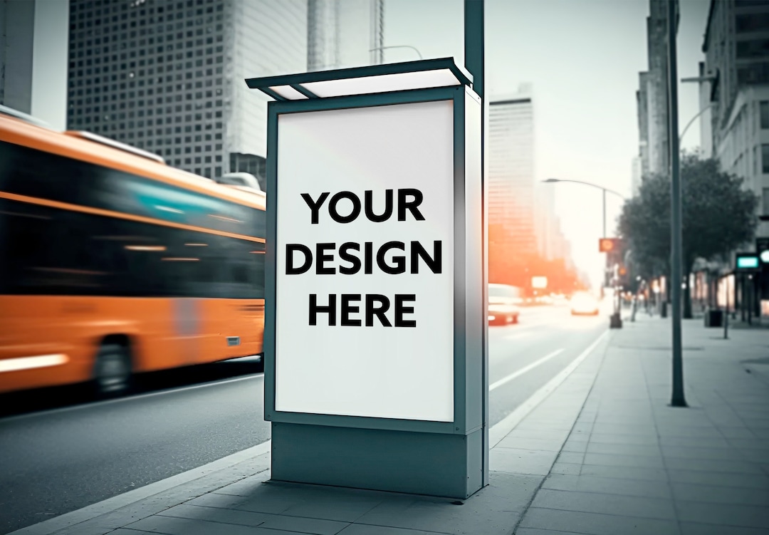 Street Advertisement Banner Mockup / Marketing Billboard / Bus Station ...