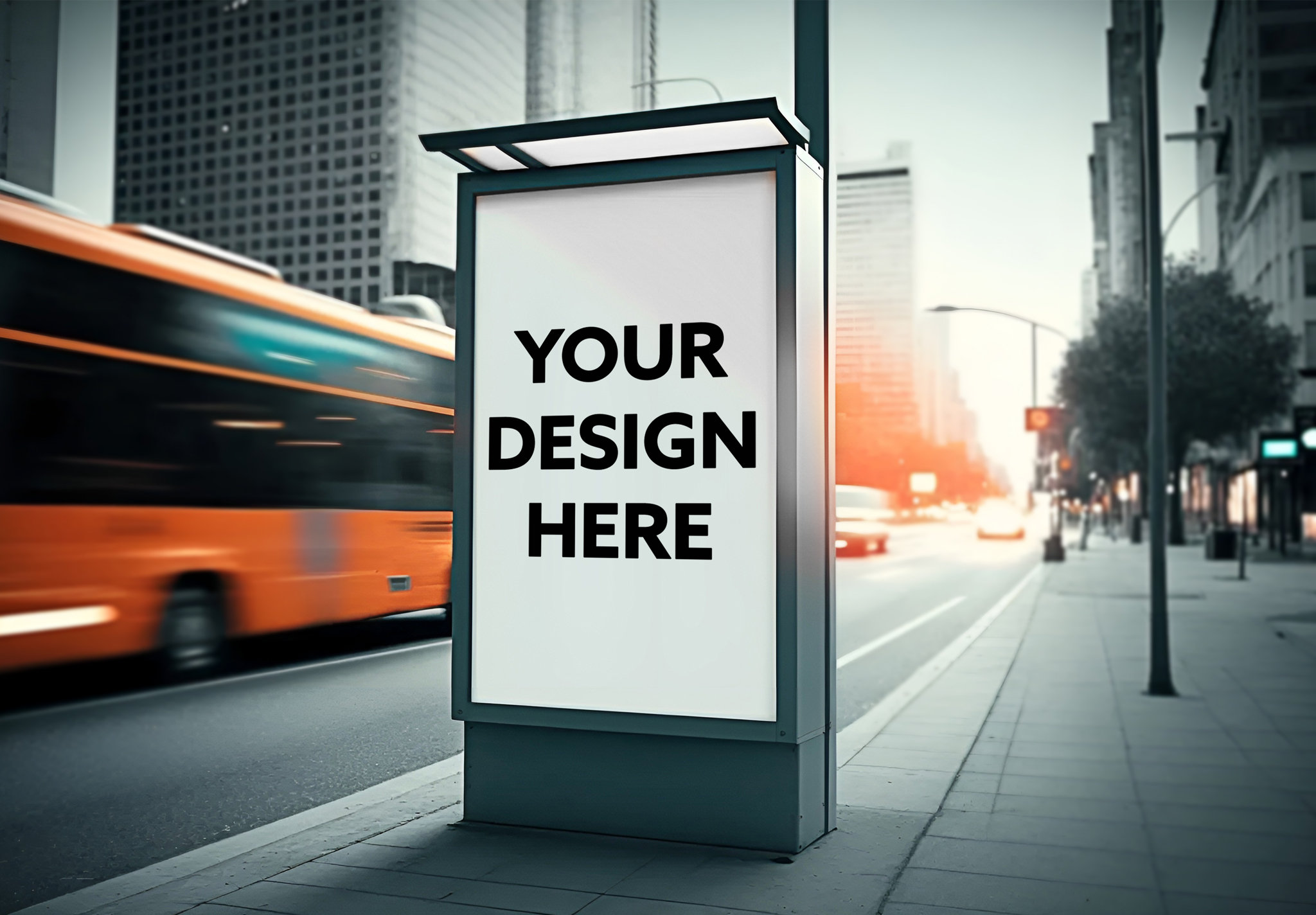 Street Advertisement Banner Mockup / Marketing Billboard / Bus Station ...