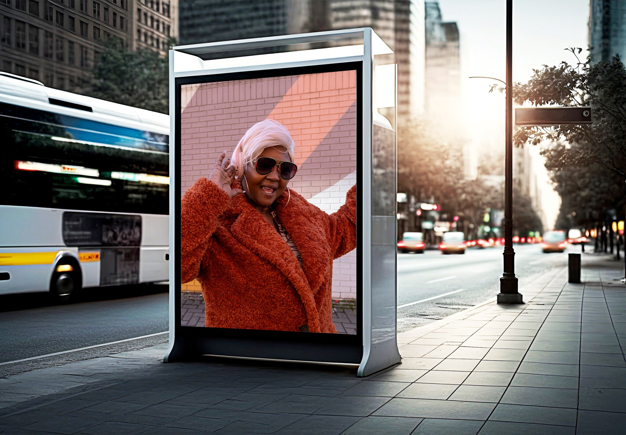 Street Advertisement Banner Mockup / Marketing Billboard / Bus Station ...