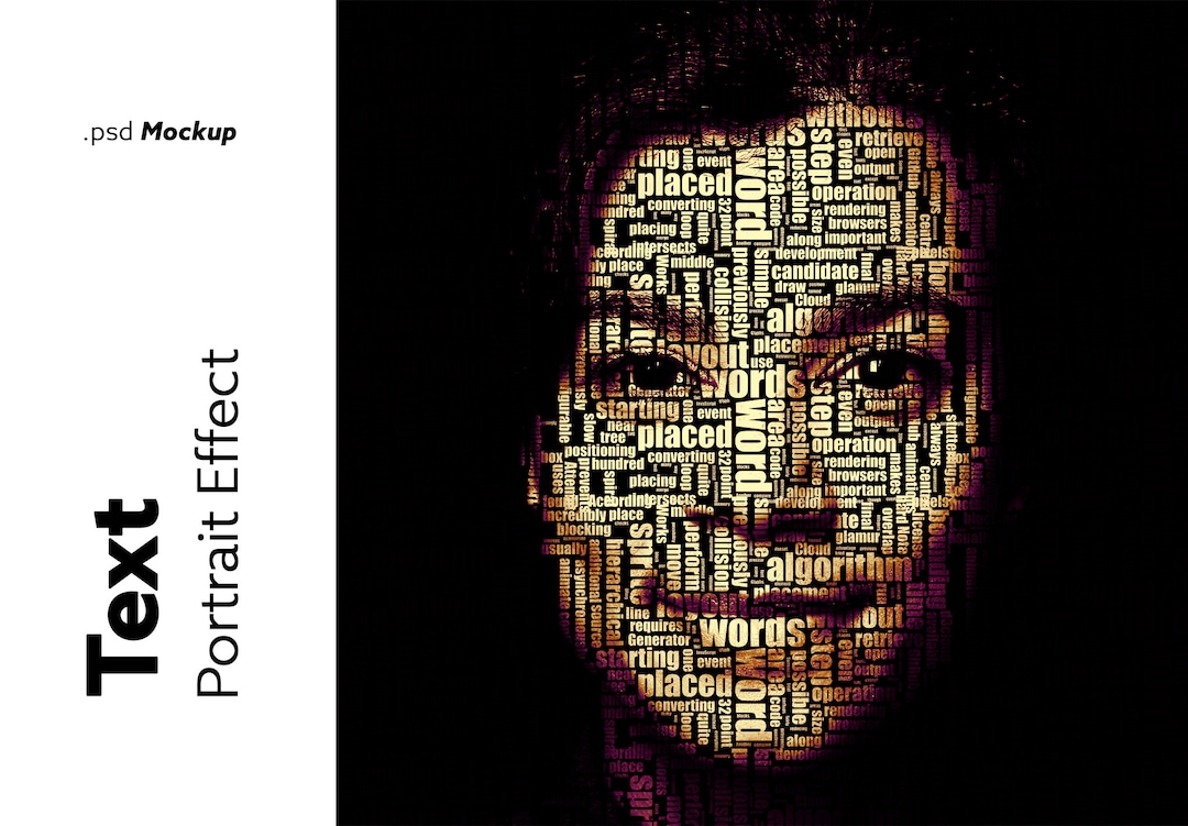 Text Portrait Photo Effect / Text Masking Photo Effect for Photoshop - Etsy