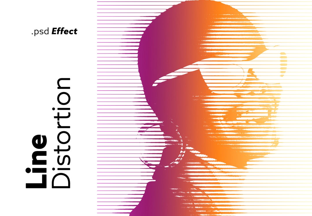 Line Distortion Photo Effect / Gradient Color Line Distortion Photo ...
