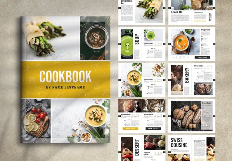 Cookbook Layout Template / Canva Recipe Book Template / Cookbook ...