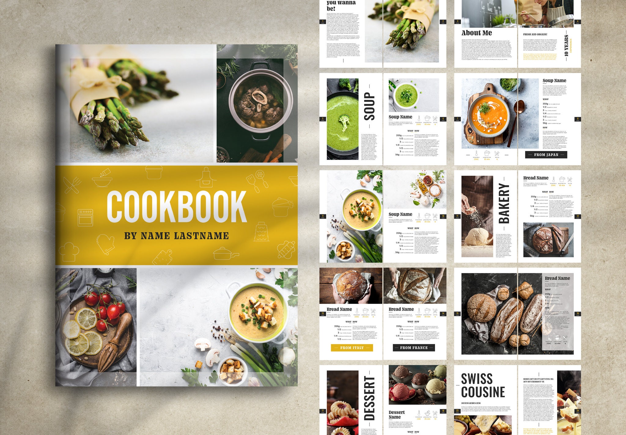 Cookbook Layout Template / Canva Recipe Book Template / Cookbook ...