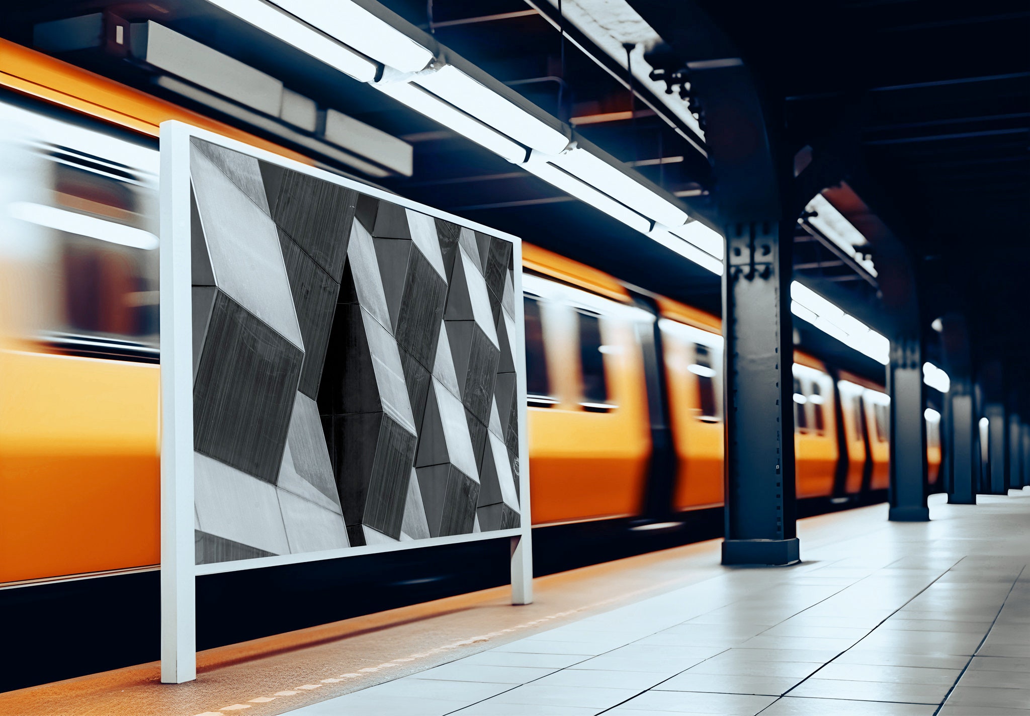 Subway Billboard Mockup / Subway Advertising Sign Mockup/ Horizontal ...