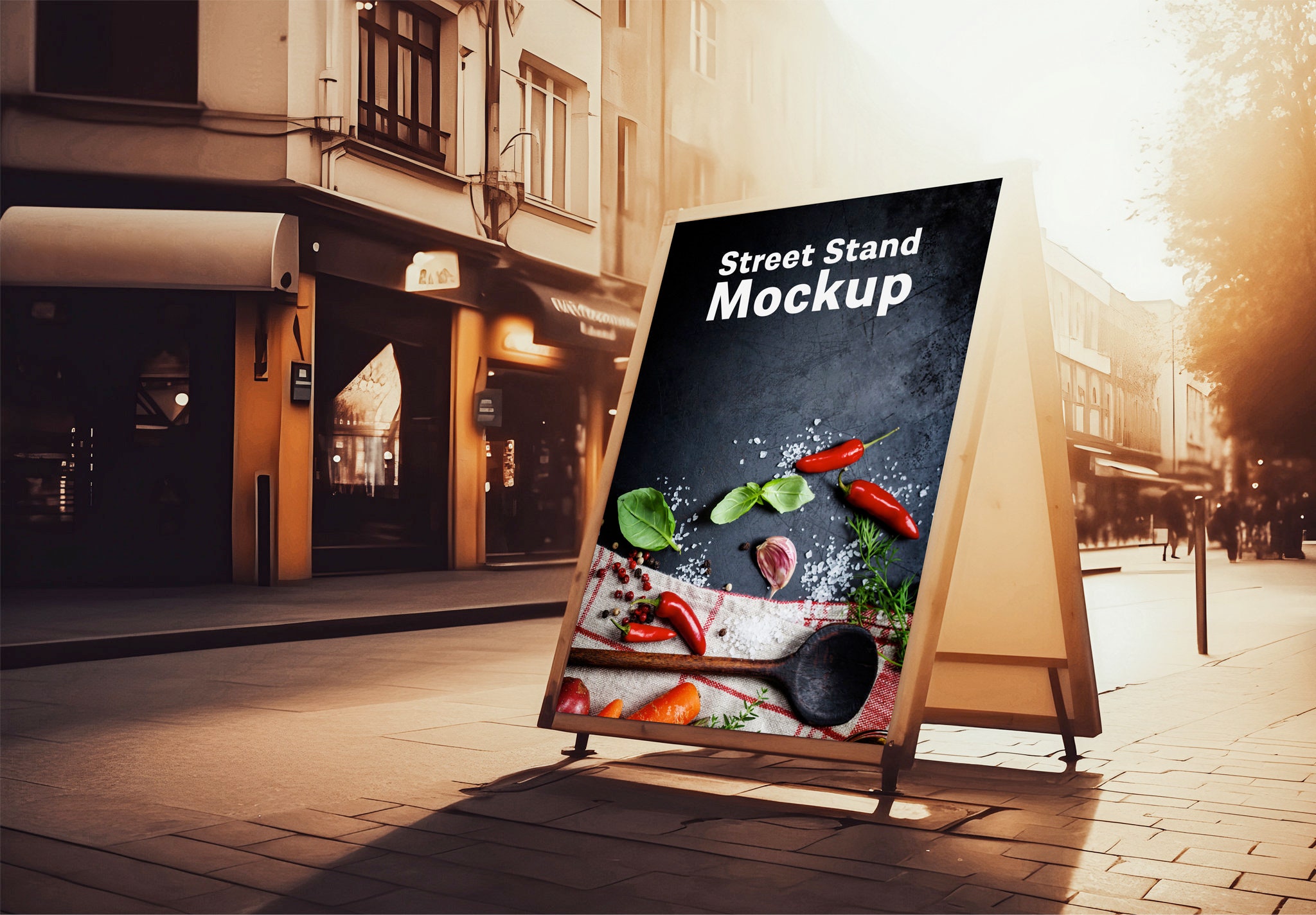 Street Advertisement Stand Mockup / Marketing Sign Board / Street ...