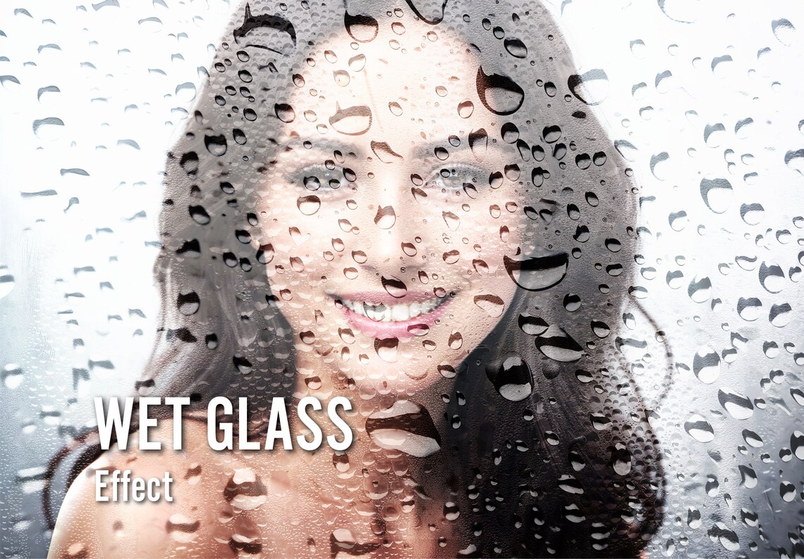 Wet Glass Photo Effect for Photoshop / Water Drops Effect Template - Etsy