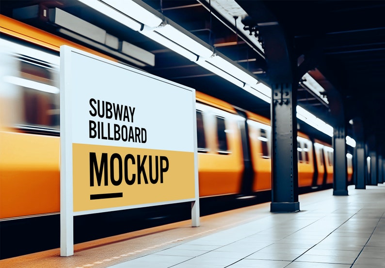 Subway Billboard Mockup / Subway Advertising Sign Mockup/ Horizontal ...
