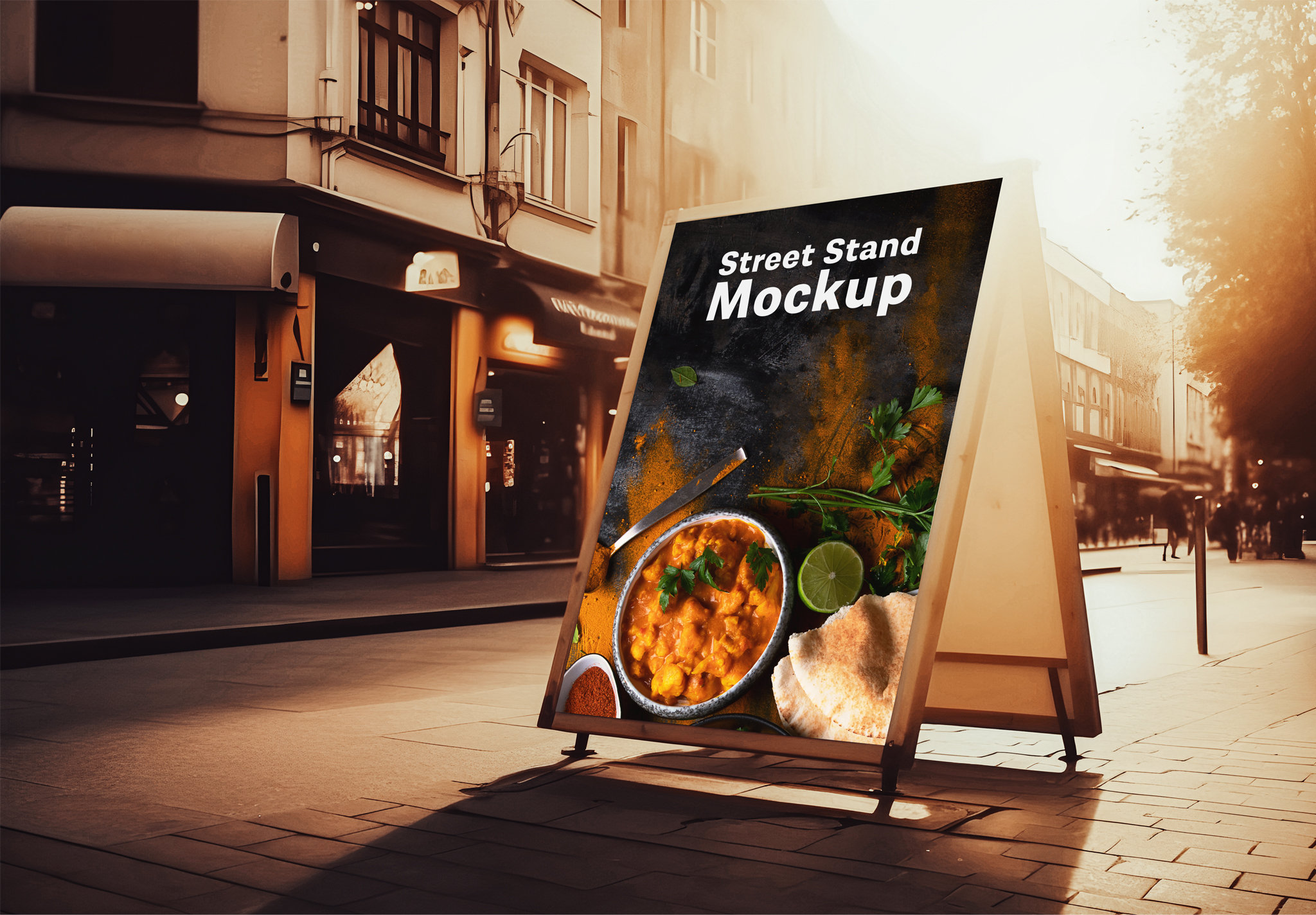 Street Advertisement Stand Mockup / Marketing Sign Board / Street ...