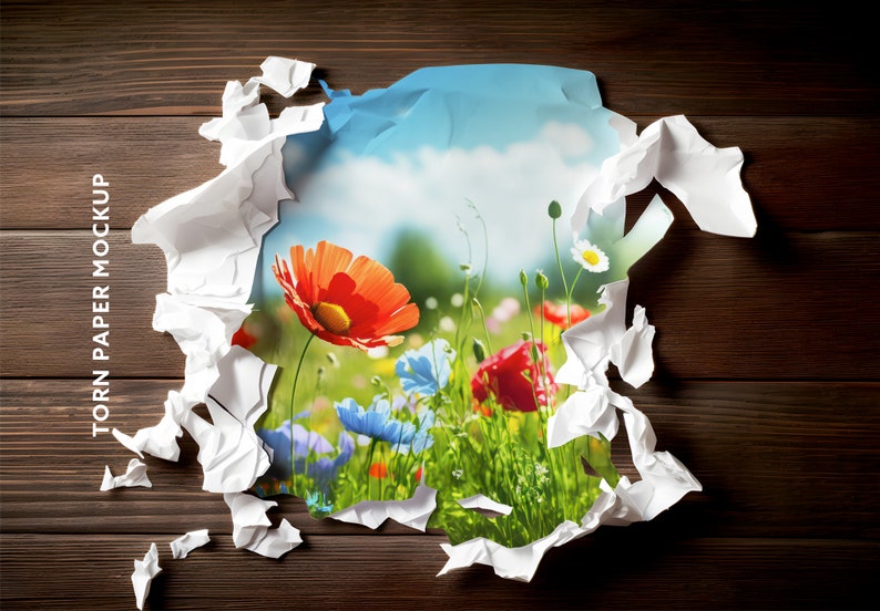 Torn Paper Mockup / Ripped Paper Effect for Photoshop / Damaged Paper ...
