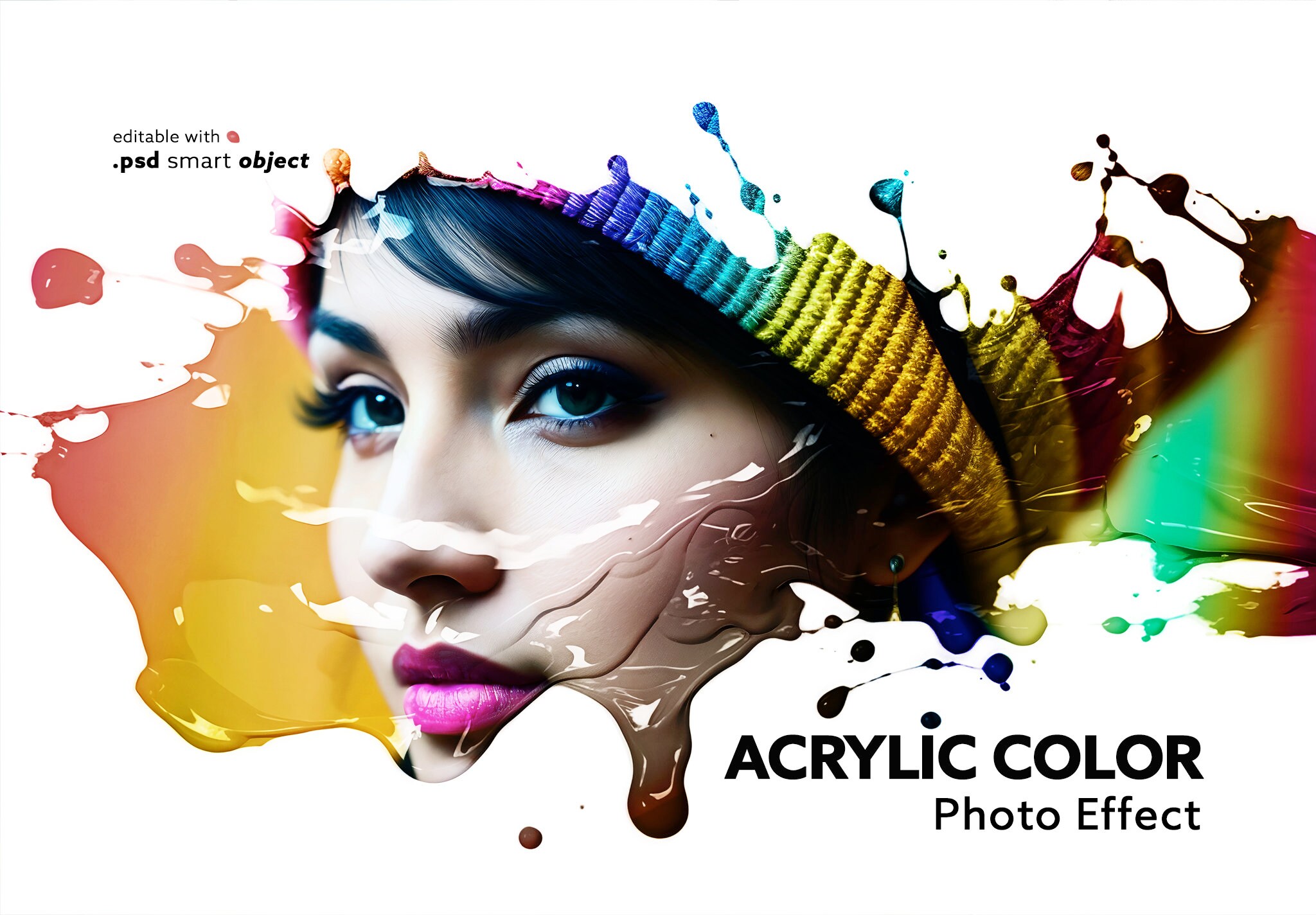 Acrylic Dripping Colors Photo Effect / Acrylic Color Photo Layer Style ...