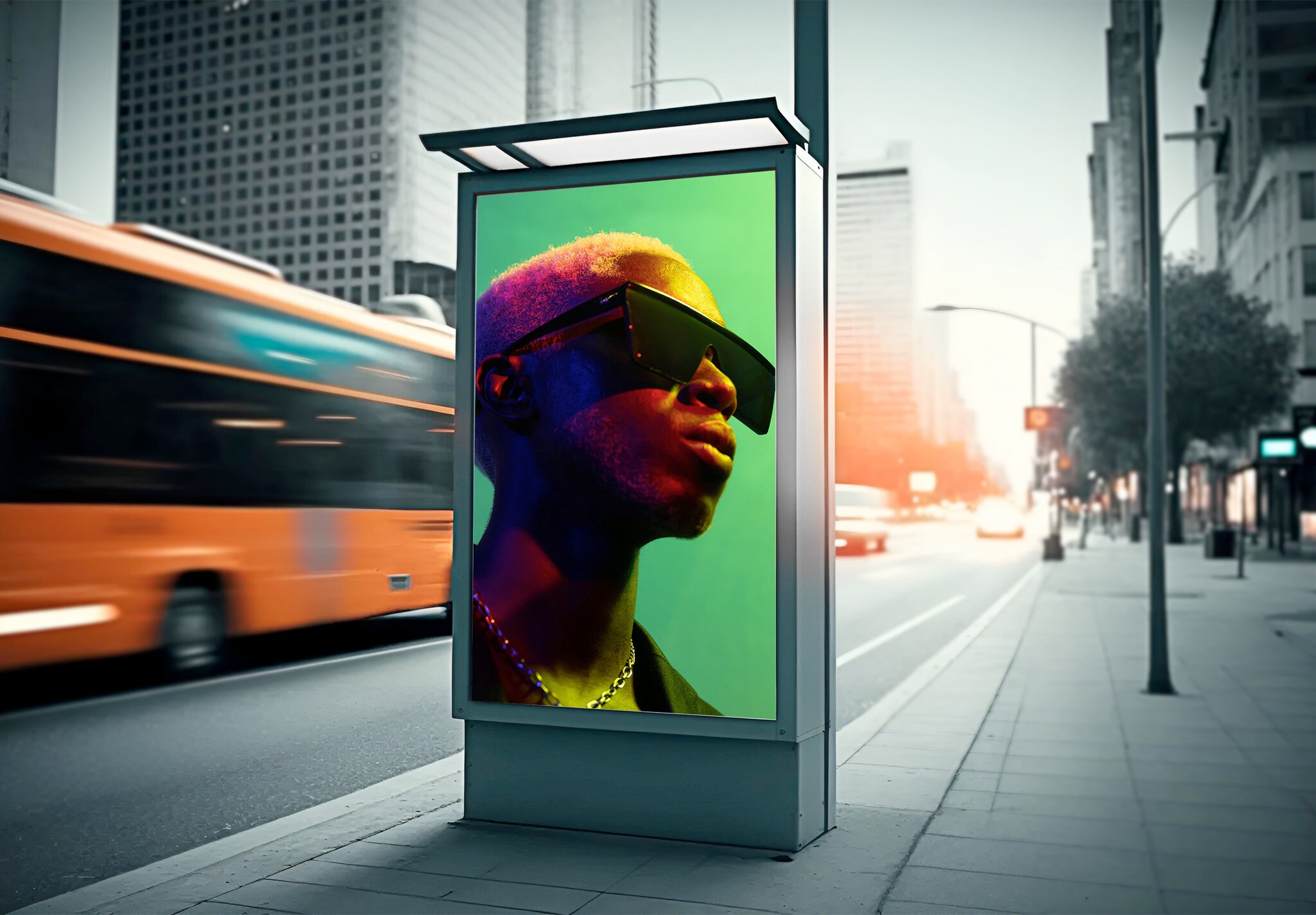 Street Advertisement Banner Mockup / Marketing Billboard / Bus Station ...