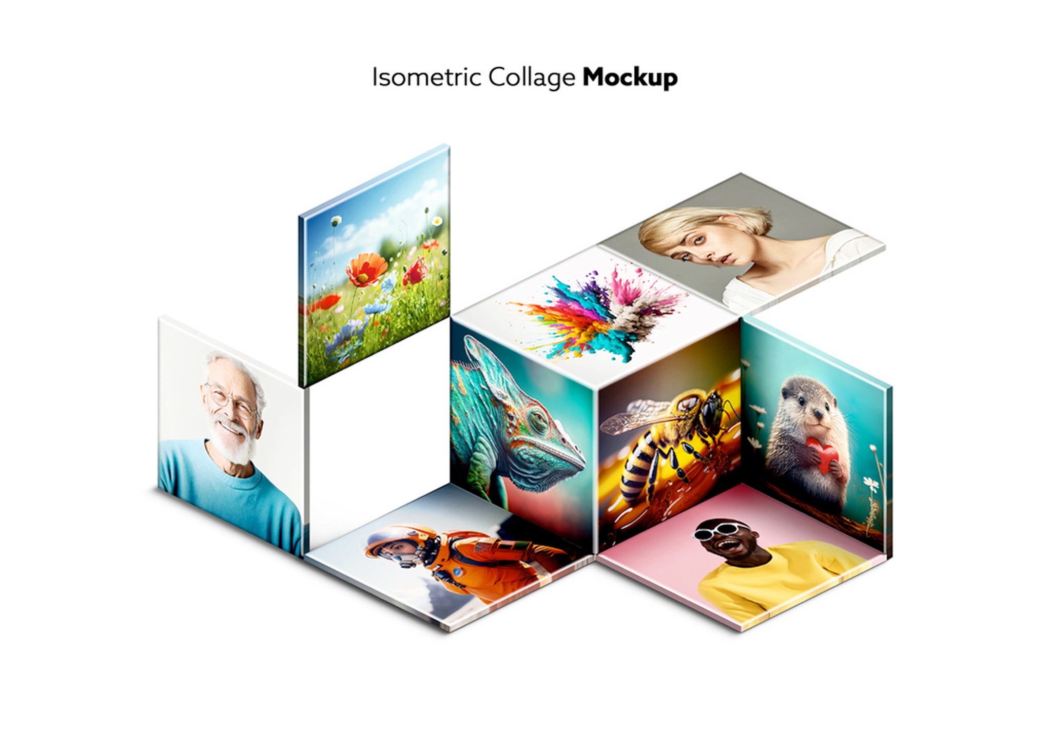 Isometric Photo Collage Mockup - Etsy