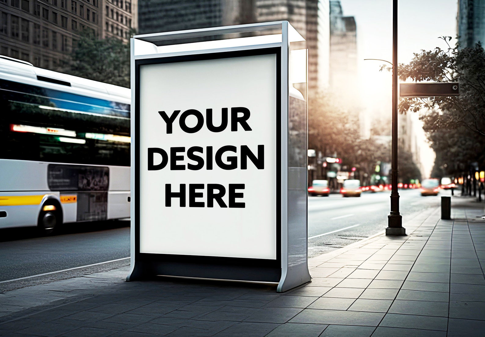 Street Advertisement Banner Mockup / Marketing Billboard / Bus Station ...