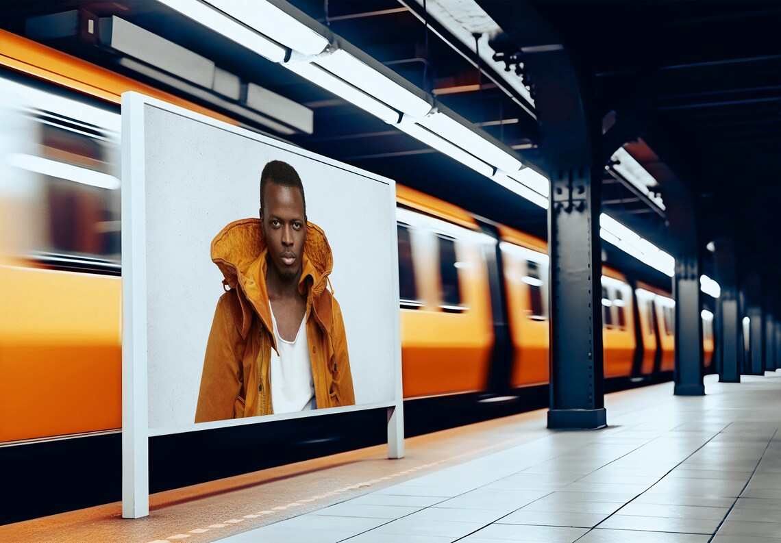 Subway Billboard Mockup / Subway Advertising Sign Mockup/ Horizontal ...