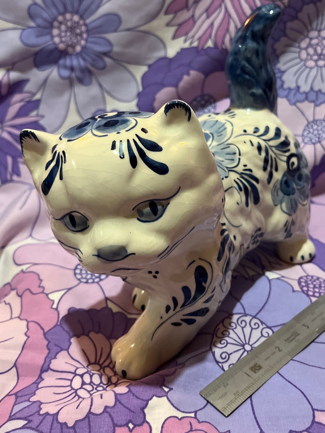 Vintage Delf Hand Painted Strolling Cat - Etsy