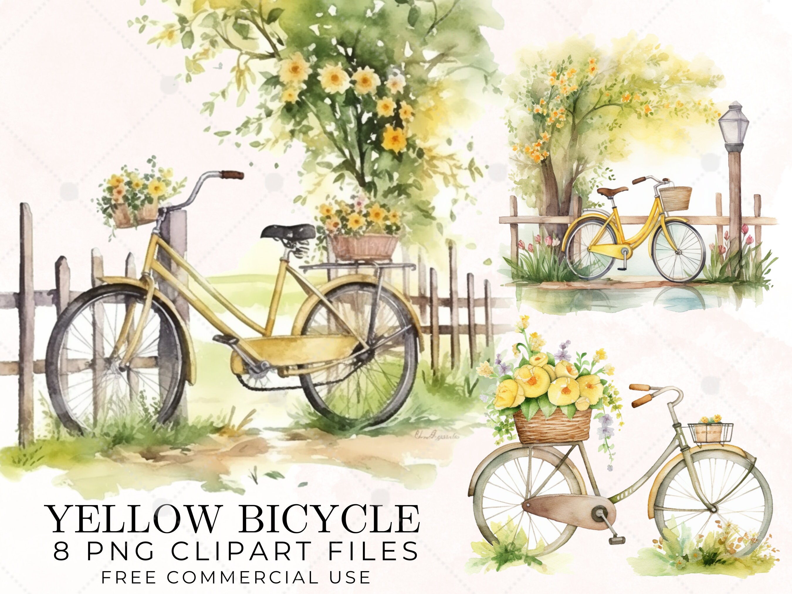 Vélo clipart, vélo aquarelle, vélo clipart, art numérique, clipart, art ...