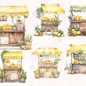 Lemonade Stand Clipart, Watercolor Lemonade Stand, Lemons, Digital Art ...