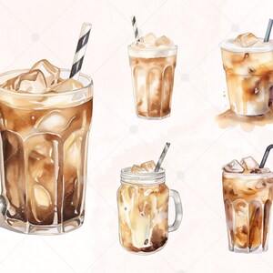 Iced Coffee Clipart, Watercolor Iced Coffee, Pretty Coffee, Digital Art ...