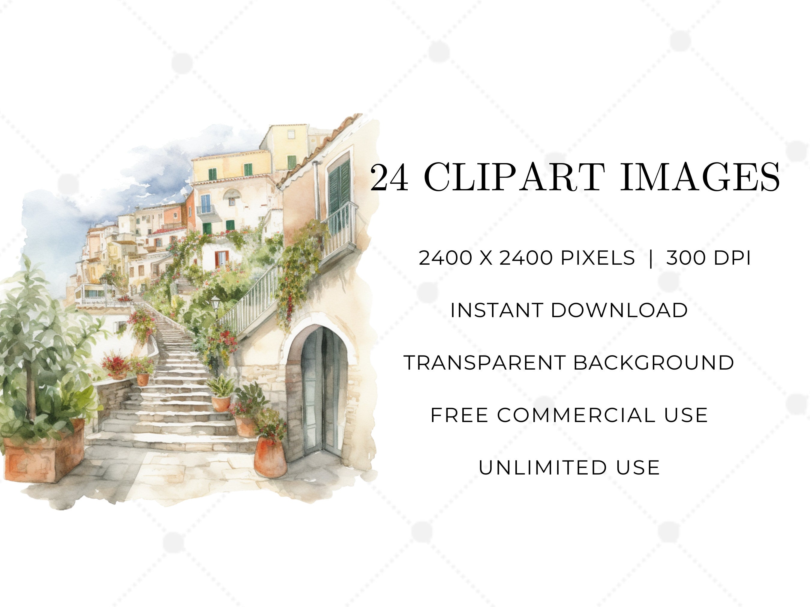 Italian Italy Clipart Watercolor Italy Clipart Digital Art - Etsy