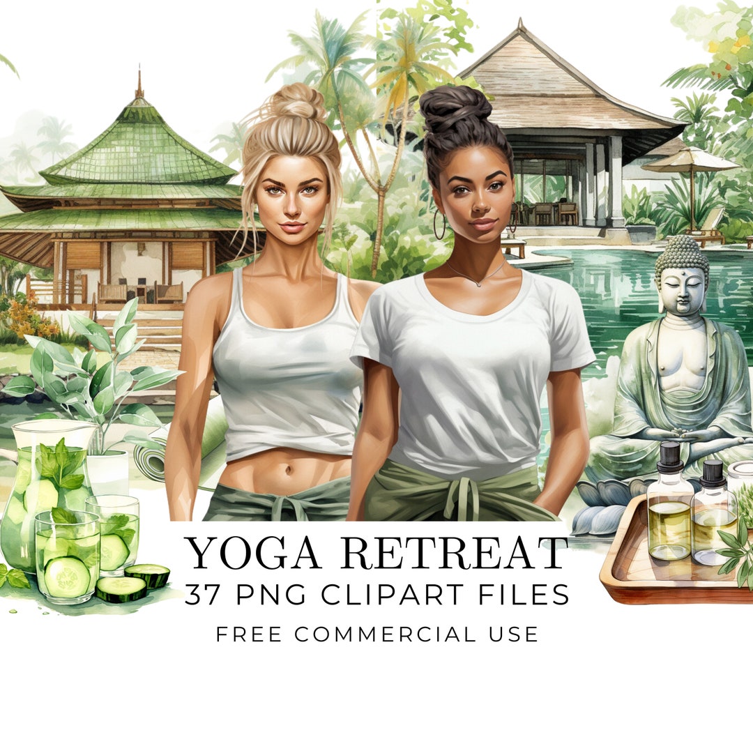 Yoga Clipart, Watercolor Yoga Clipart, Digital Art, Vintage Clip Art ...