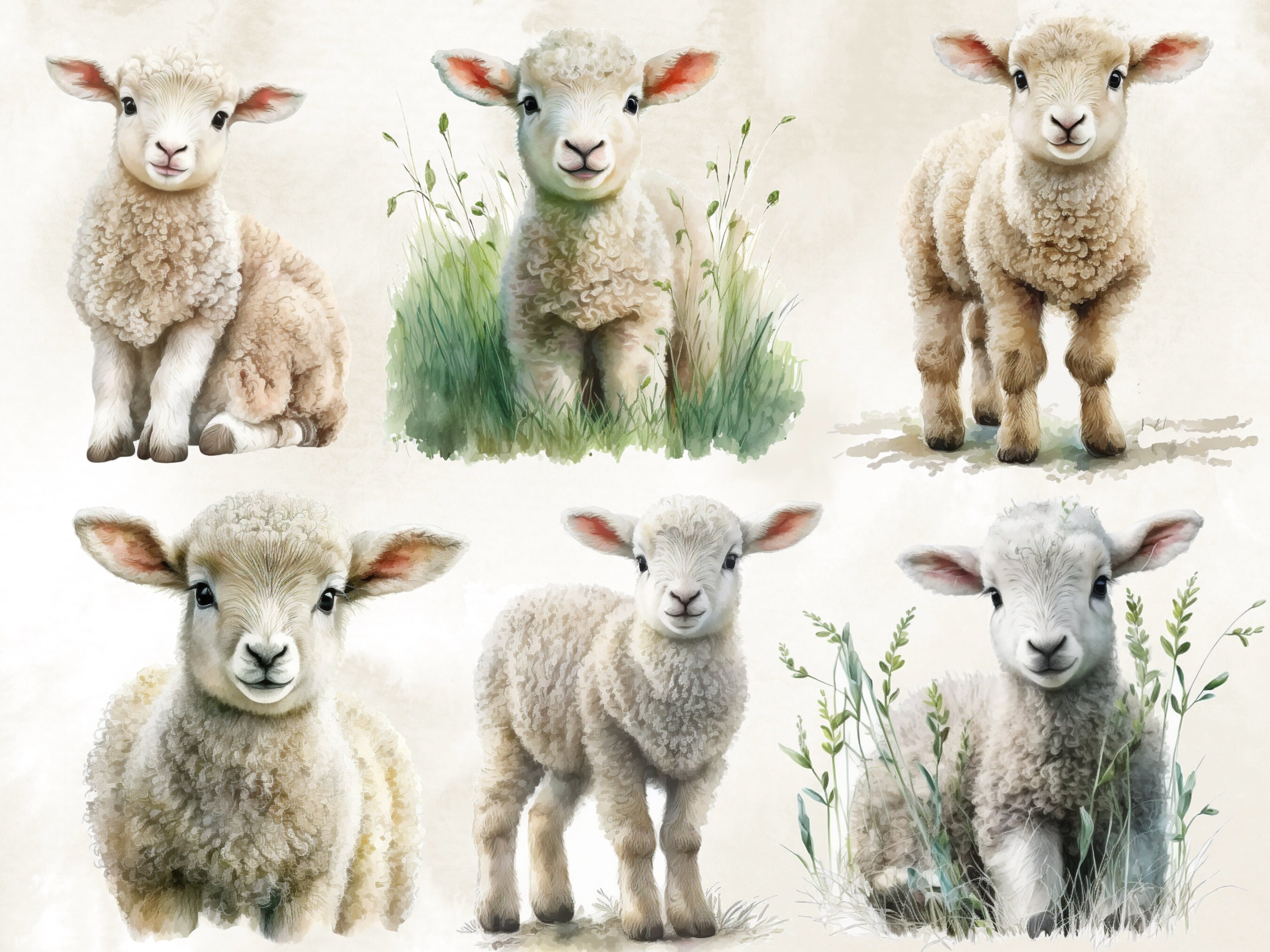 Baby Sheep Clipart Lamb Clipart Watercolor Digital Art Clip - Etsy