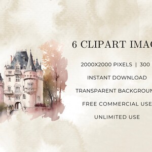 Watercolor Castle Clipart, Fairytale Castle, Watercolor Digital Art ...