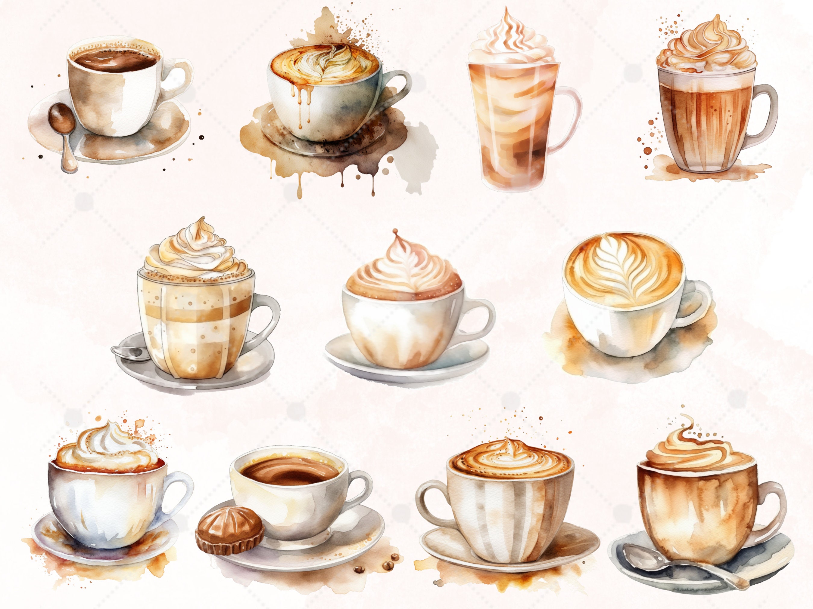 Coffee Clipart, Watercolor Coffee, Cup of Coffee, Digital Art, Clip Art ...