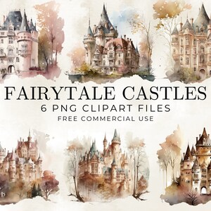Watercolor Castle Clipart, Fairytale Castle, Watercolor Digital Art ...