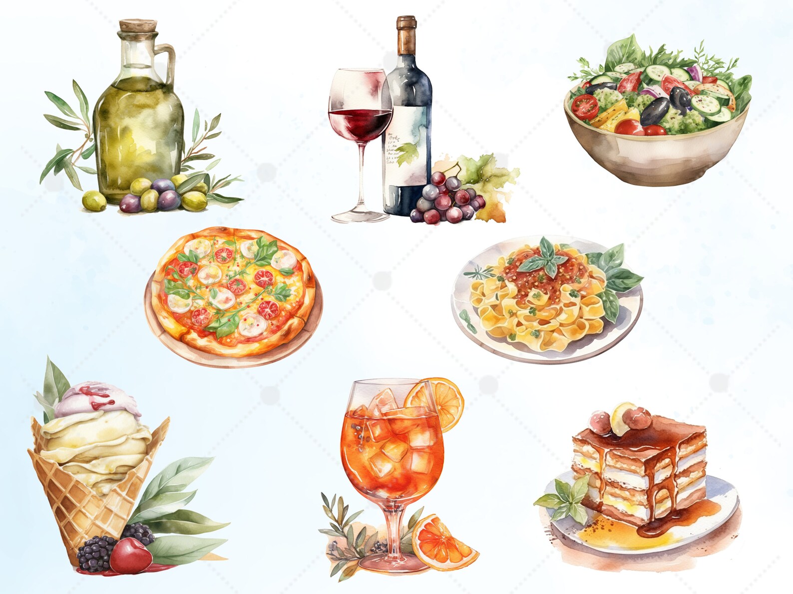 Italian Italy Clipart Watercolor Italy Clipart Digital Art - Etsy