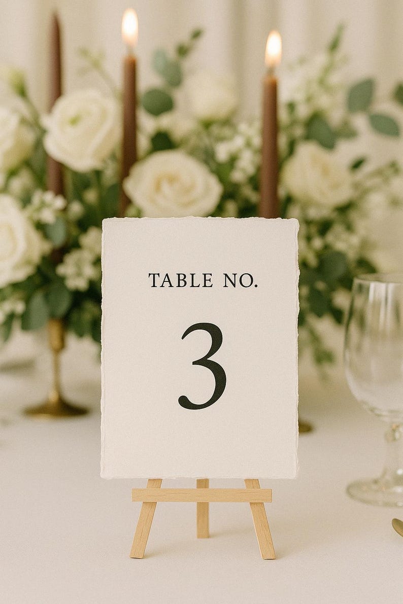Table Numbers Made on Handmade Paper. Wedding Table Mumbers ...